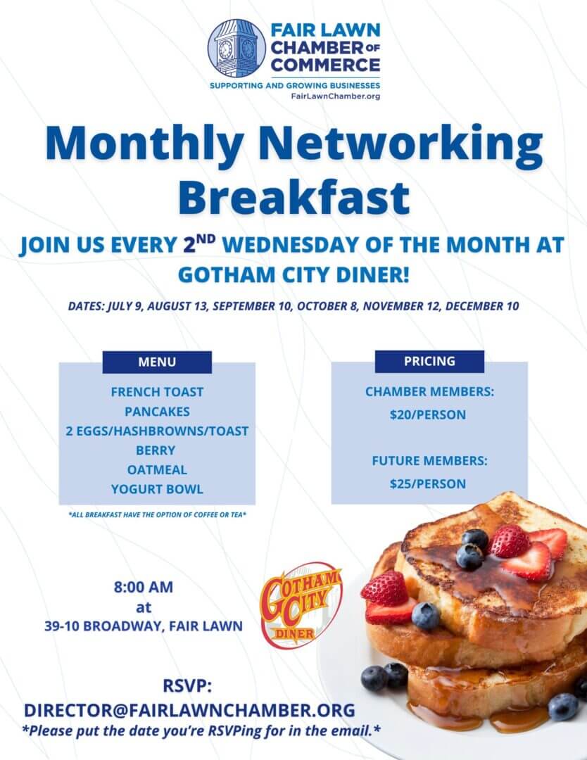Monthly Breakfast Networking at the Gotham City Diner | Fair Lawn ...
